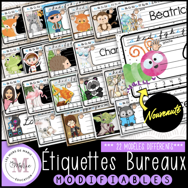 ÉTIQUETTES DE BUREAUX MODIFIABLES (22 MODÈLES) – Les Murs de Marie