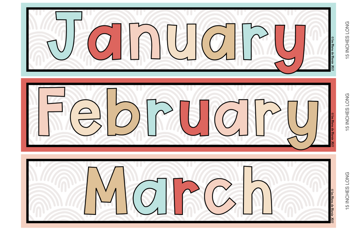 BOHO THEME WALL CALENDAR - CLASSROOM DECOR – Les Murs de Marie