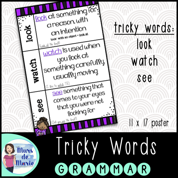 TRICKY WORDS LOOK - WATCH - SEE POSTER – Les Murs de Marie