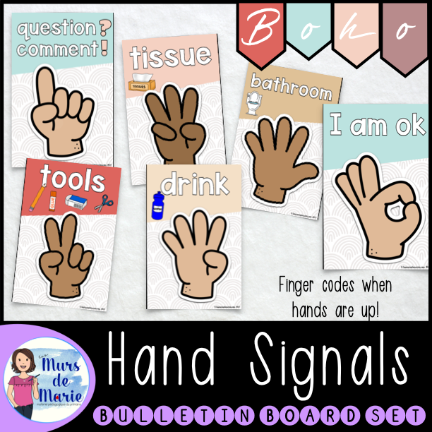 BOHO THEME HAND SIGNALS - CLASSROOM DECOR – Les Murs de Marie